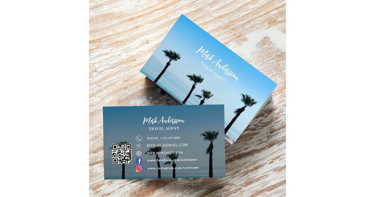 Travel agent vacation tourism photo business card | Zazzle