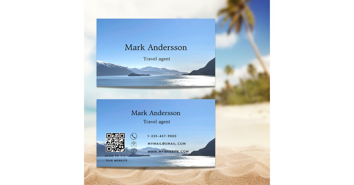 Travel agent vacation tourism photo QR code Business Card | Zazzle
