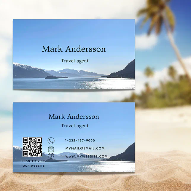Travel agent vacation tourism photo QR code Business Card | Zazzle