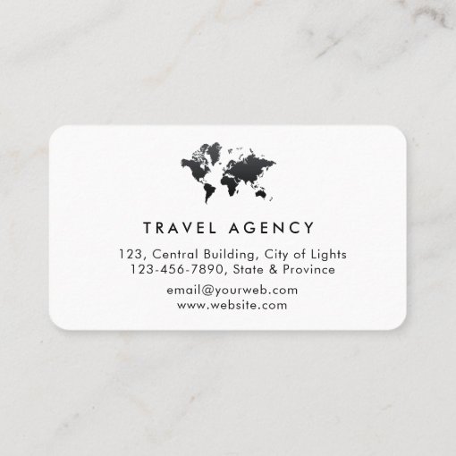 Travel Agent World Map Vacation Services Blue Business Card | Zazzle