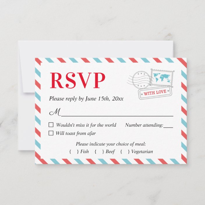 Travel Airplane Airline Wedding RSVP Card Postcard | Zazzle.com