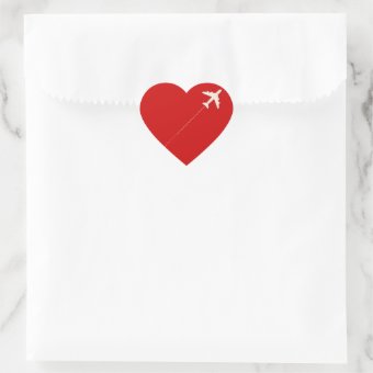 travel airplane with dotted line heart sticker | Zazzle