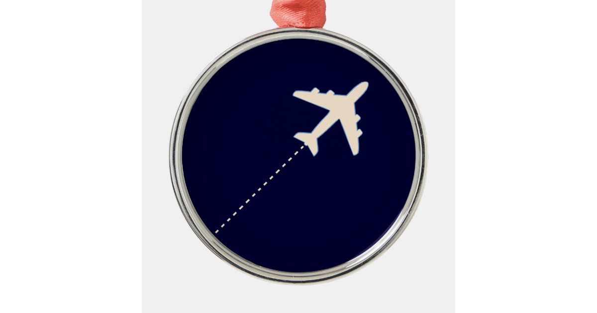 travel Airplane with dotted line Metal Ornament | Zazzle