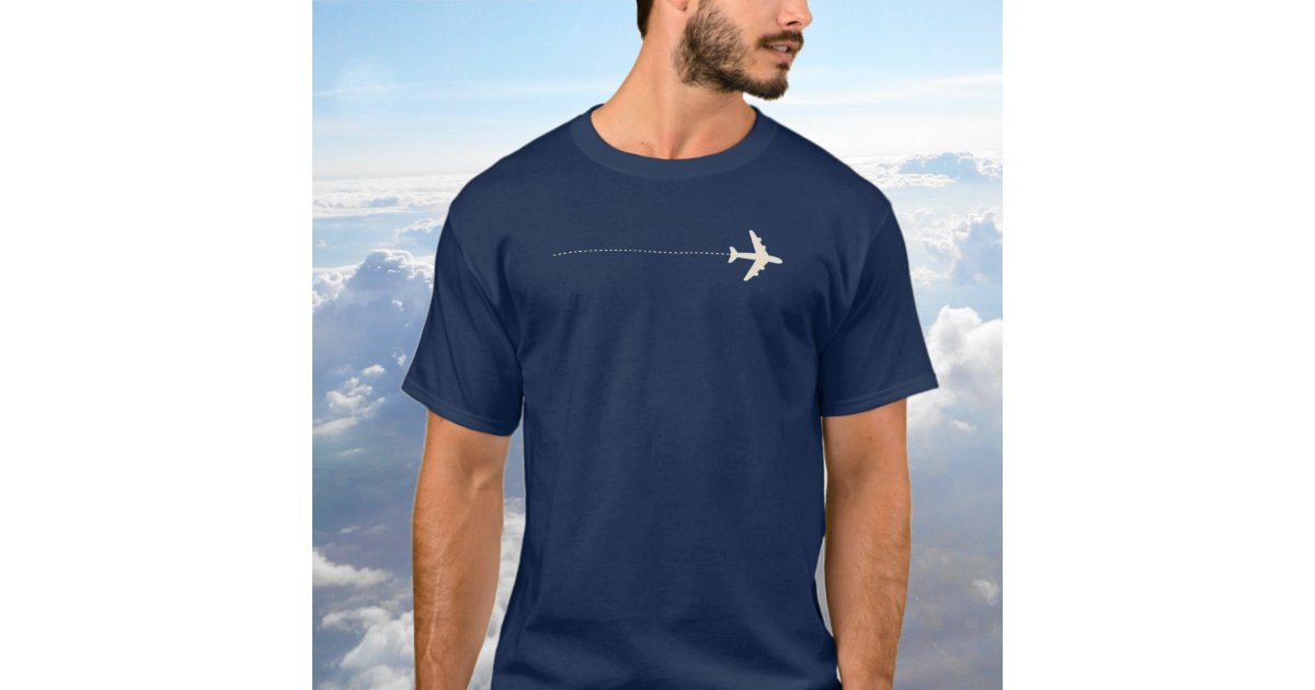 Travel Airplane with dotted line T-Shirt | Zazzle