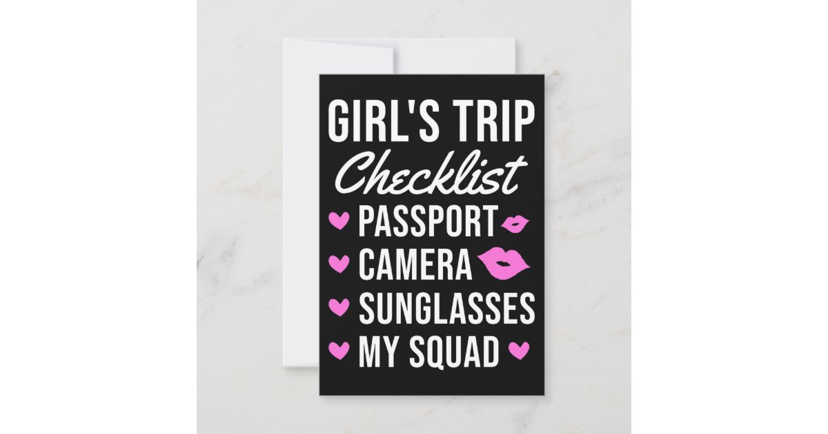 Travel Art Girls Trip Checklist Thank You Card | Zazzle