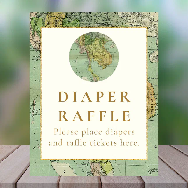 Travel Baby Shower Diaper Raffle Table Sign | Zazzle