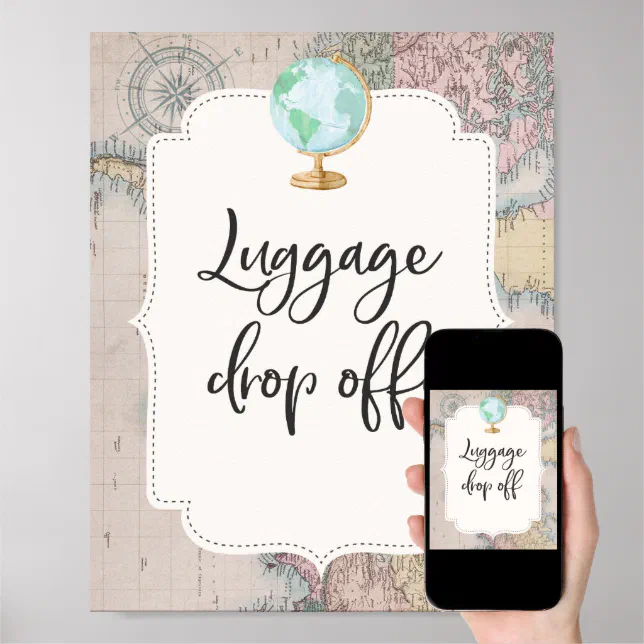 Travel Baby Shower Luggage Drop Off Sign | Zazzle