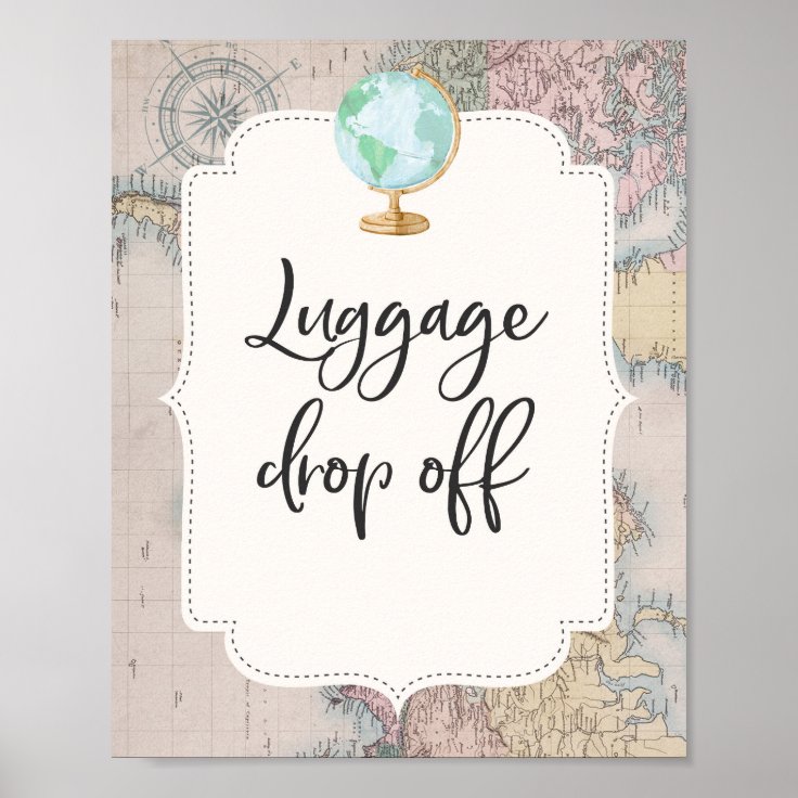 Travel Baby Shower Luggage Drop Off Sign | Zazzle