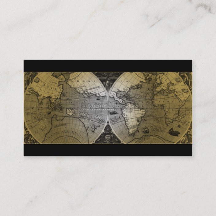 Travel Business Card World Map Globe gold | Zazzle.com