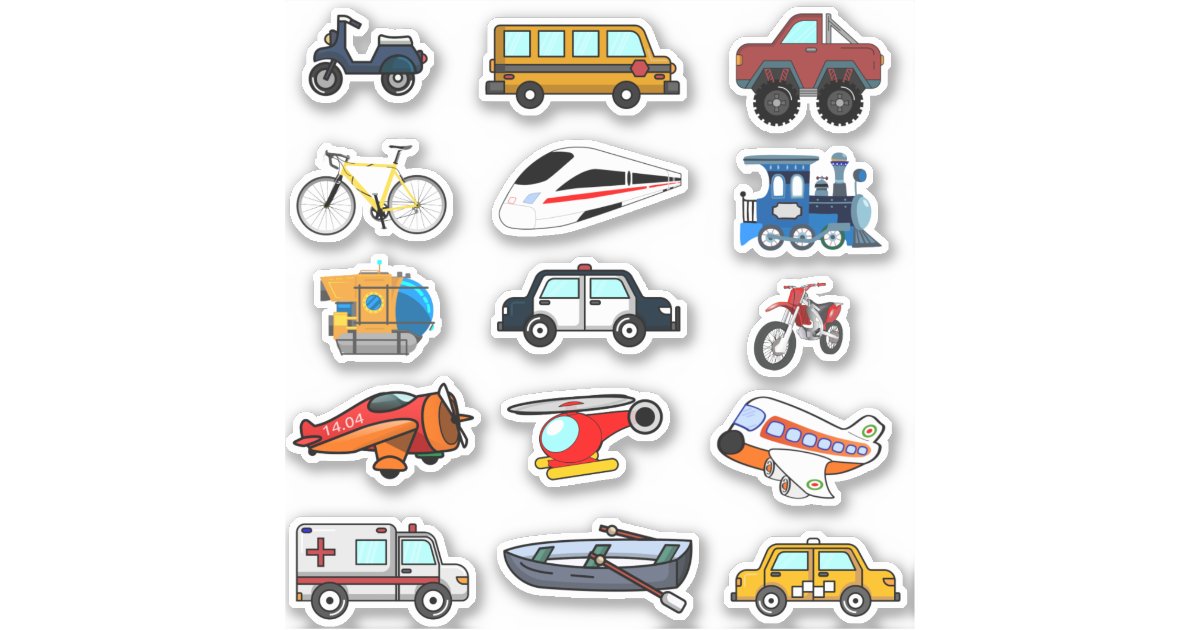 Travel Car Vehicles Kids Educational Sticker Set | Zazzle
