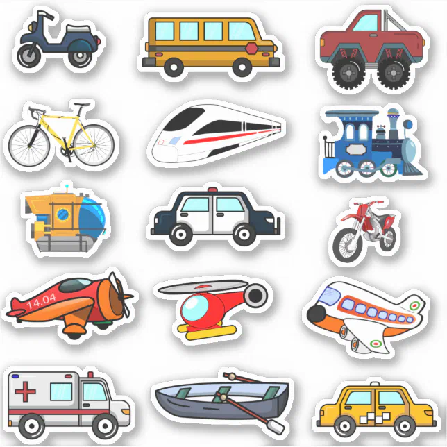 Travel Car Vehicles Kids Educational Sticker Set | Zazzle
