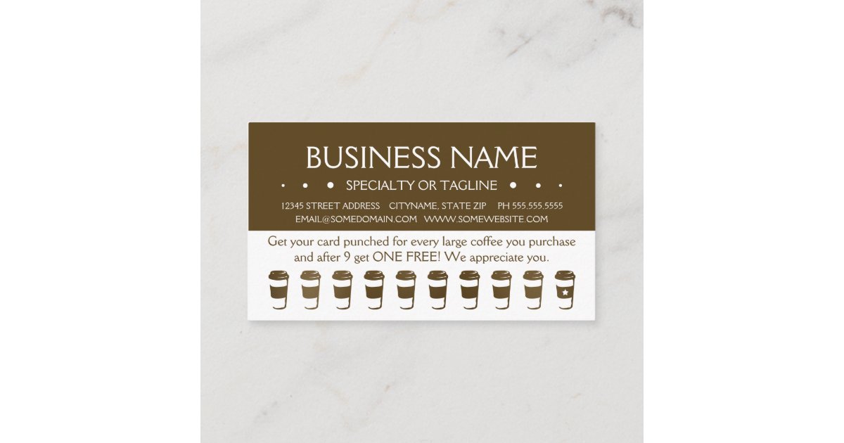 travel coffee cup loyalty punch card | Zazzle