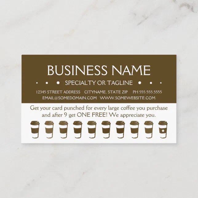 travel coffee cup loyalty punch card | Zazzle