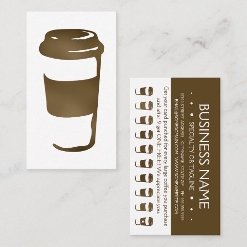 travel coffee cup loyalty punch card | Zazzle
