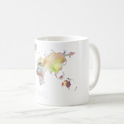 Travel colorful world map mug | Zazzle