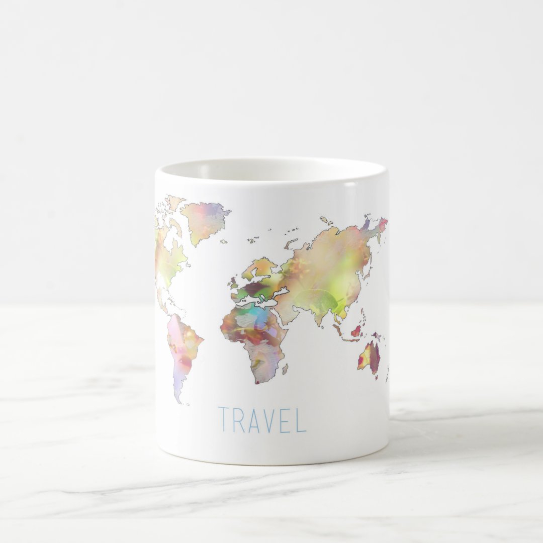 Travel colorful world map mug | Zazzle