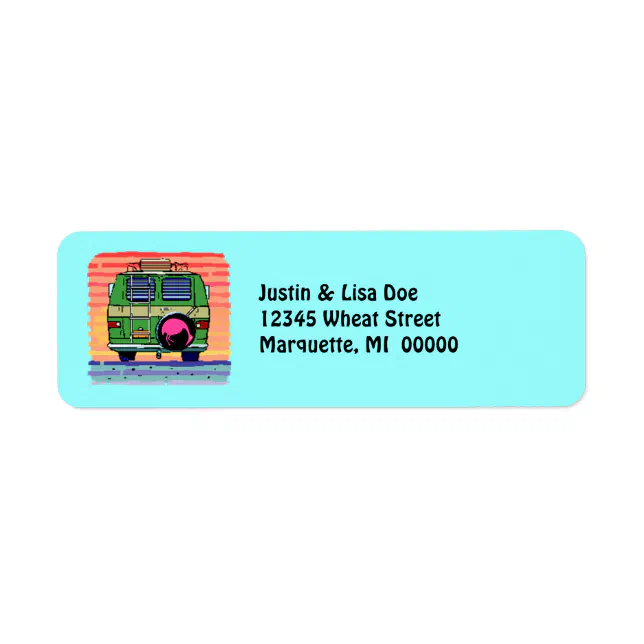 Travel Custom Van Camping Glamping Address Labels | Zazzle