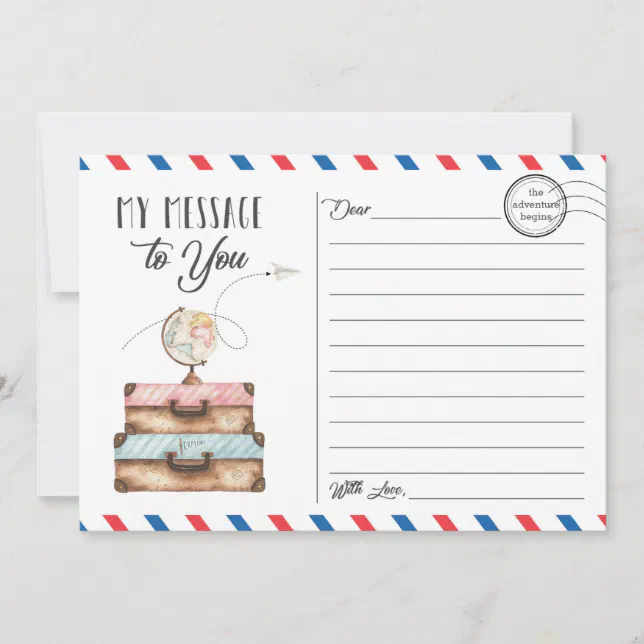 Travel Journey Suitcase Postcard Message Card | Zazzle