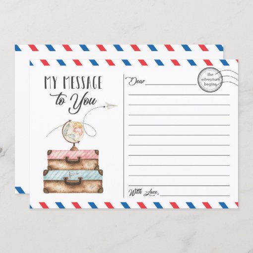 Travel Journey Suitcase Postcard Message Card | Zazzle