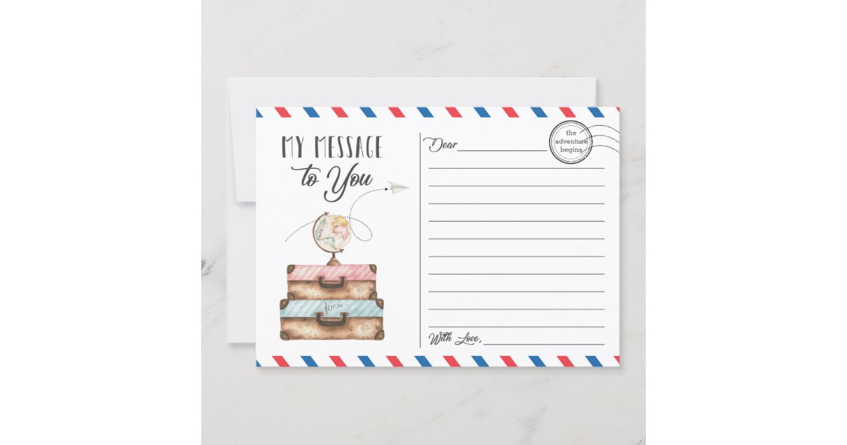Travel Journey Suitcase Postcard Message Card | Zazzle