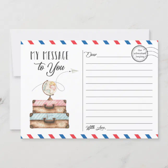 Travel Journey Suitcase Postcard Message Card | Zazzle