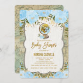 Travel Map Baby Shower Adventure Globe Invitation | Zazzle