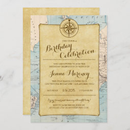 Travel Map Birthday Celebration Invitation | Zazzle