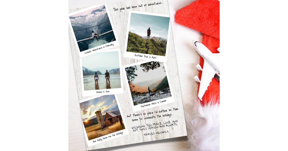 Travel Memories Photo Collage Christmas Holiday Card | Zazzle