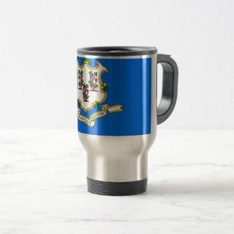 Travel Mug with Flag of Connecticut State - USA | Zazzle