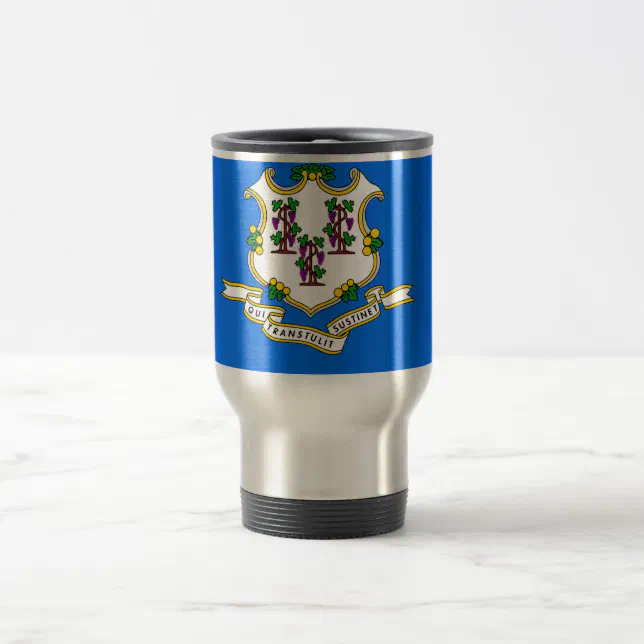 Travel Mug with Flag of Connecticut State - USA | Zazzle