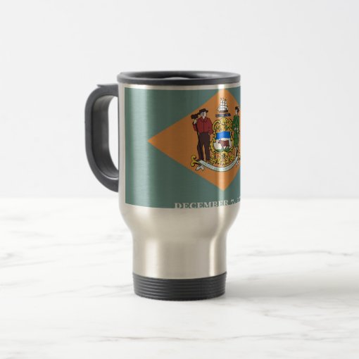 Travel Mug with Flag of Delaware State - USA | Zazzle