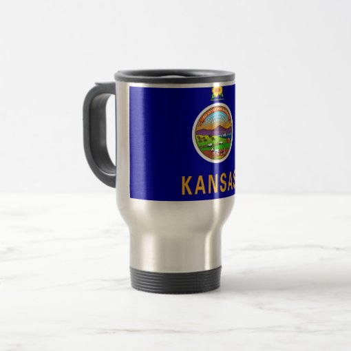 Travel Mug with Flag of Kansas State - USA | Zazzle