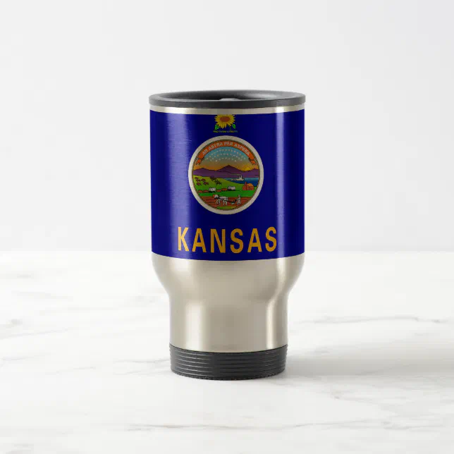 Travel Mug with Flag of Kansas State - USA | Zazzle
