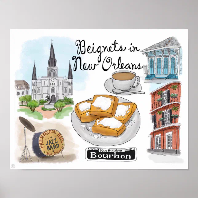 Travel Poster: Beignets in New Orleans Poster | Zazzle