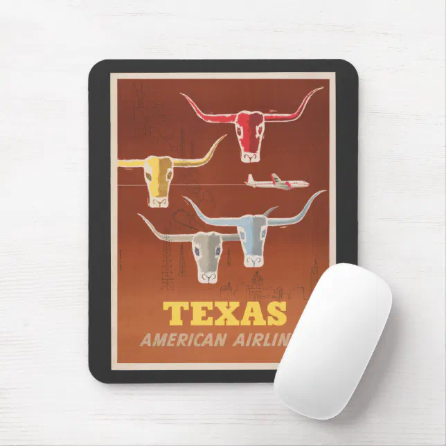 Travel Poster For American Airlines To Texas Mouse Pad | Zazzle