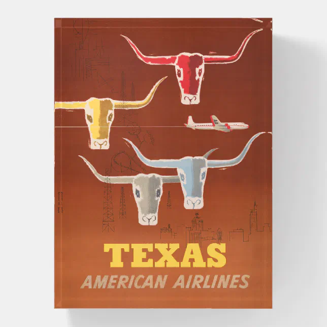 Travel Poster For American Airlines To Texas Paperweight | Zazzle