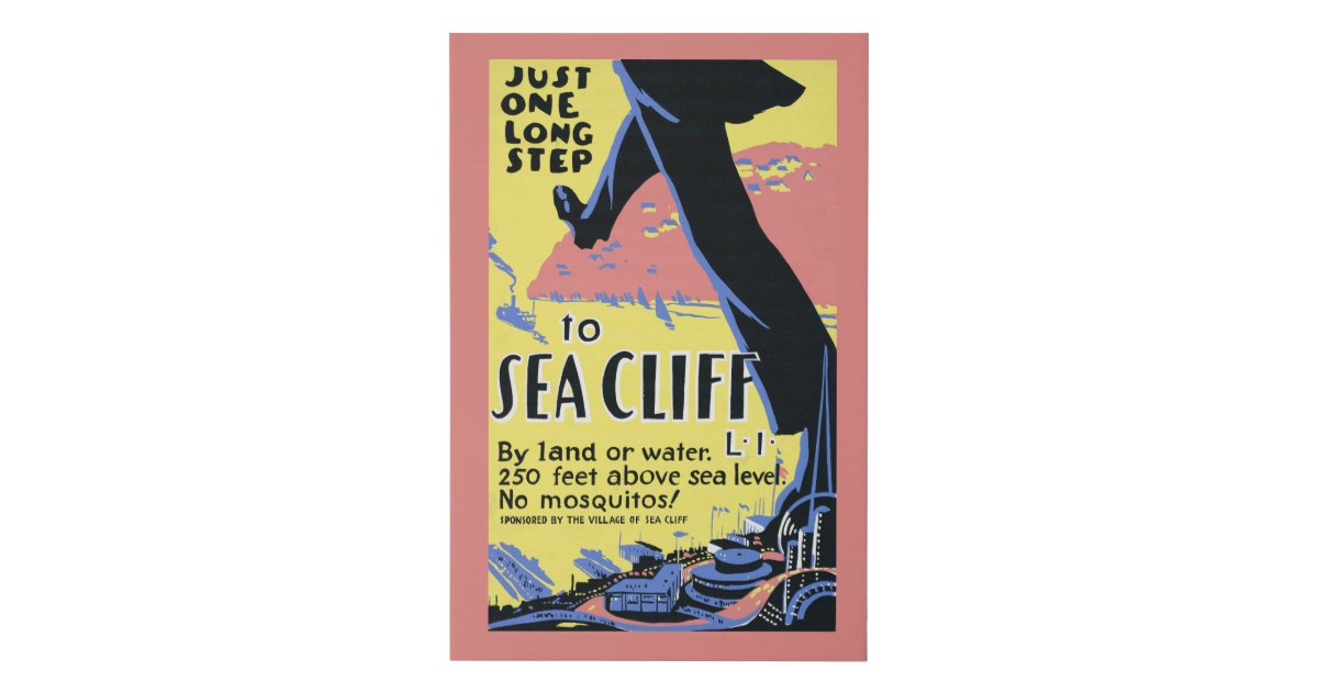 Travel Poster Promoting Sea Cliff, Long Island Faux Canvas Print | Zazzle