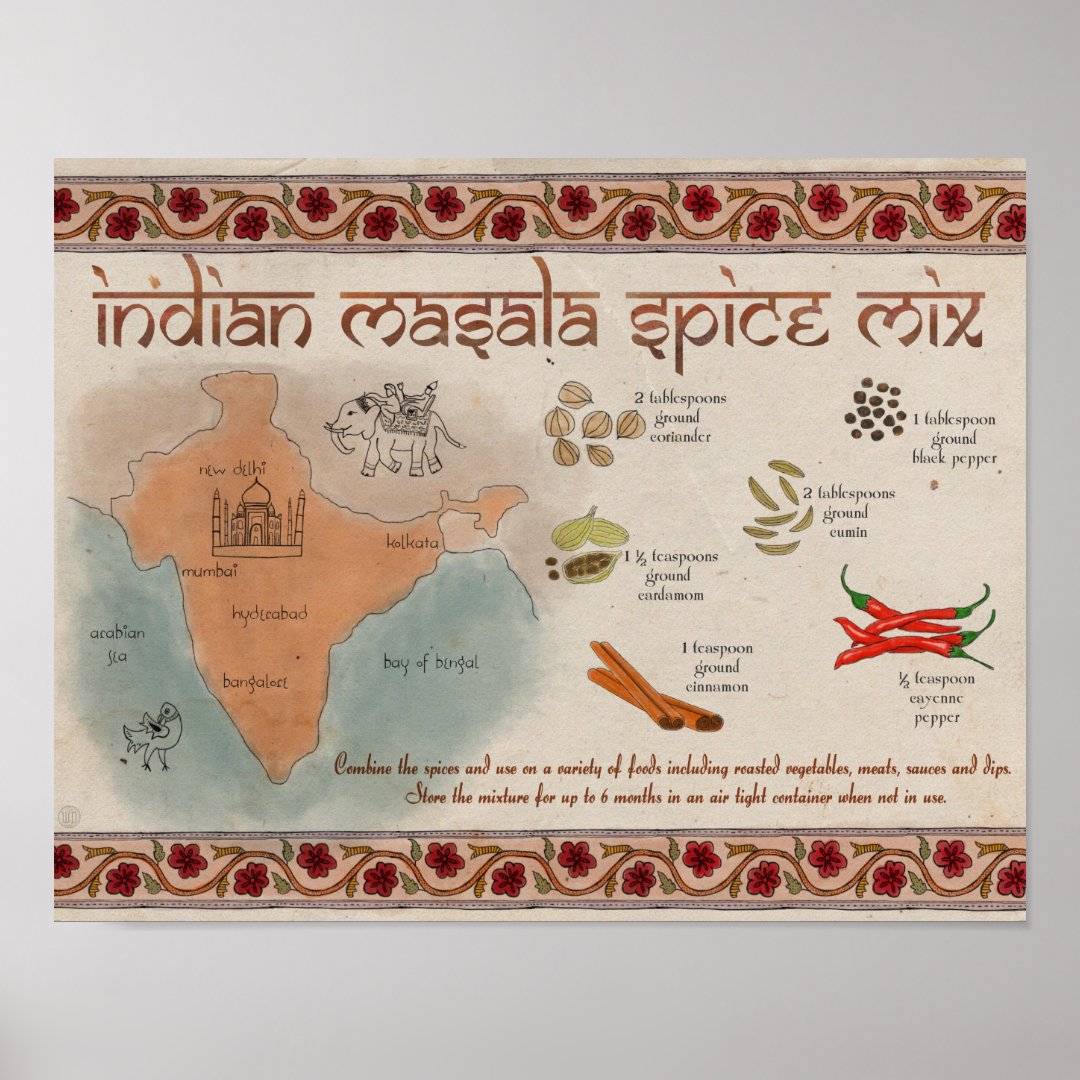 Travel Recipe Poster: Indian Masala Spice Mix Poster | Zazzle