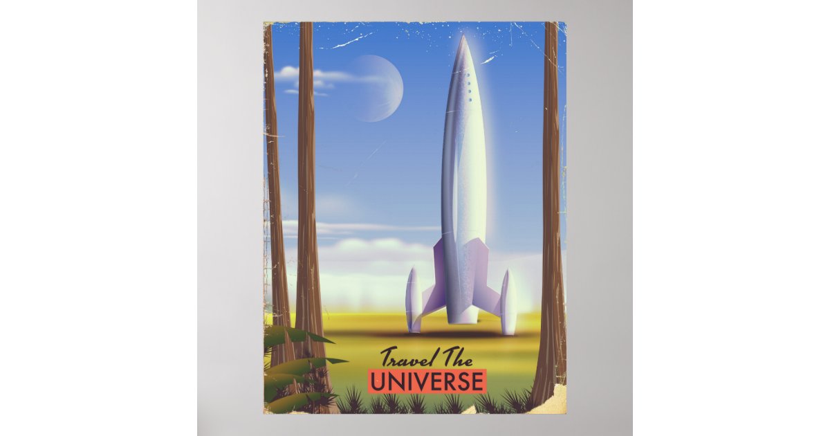 Travel the Universe retro space art. Poster | Zazzle