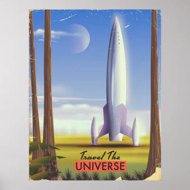 Travel the Universe retro space art. Poster | Zazzle