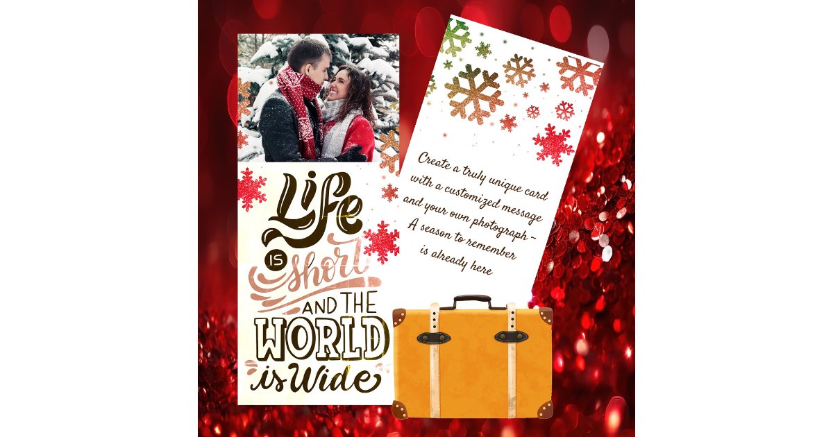Travel Theme Christmas Holiday Photo Card | Zazzle