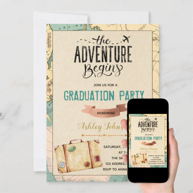 Travel Theme Graduation Invitation | Zazzle
