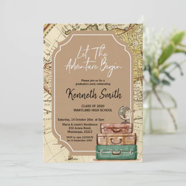 Travel Theme Graduation Party Invitation | Zazzle