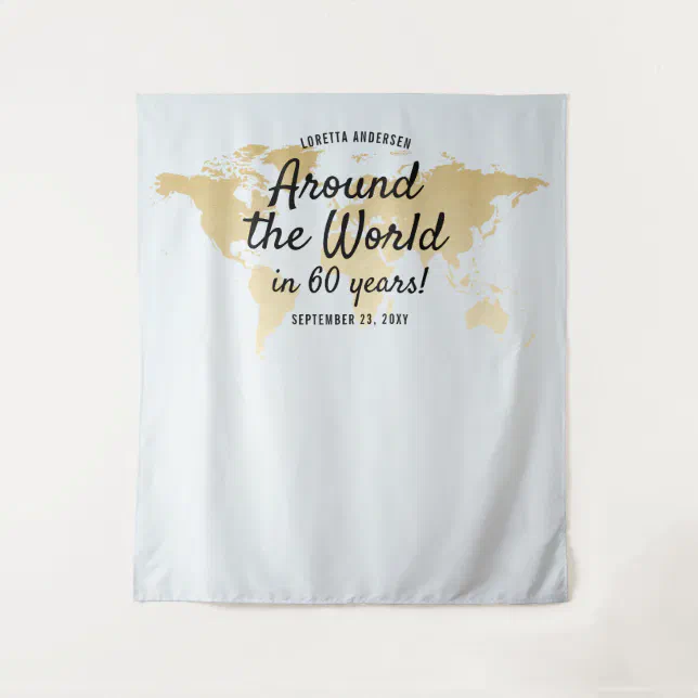 Travel Theme Party Blue Map Photo Selfie Backdrop | Zazzle