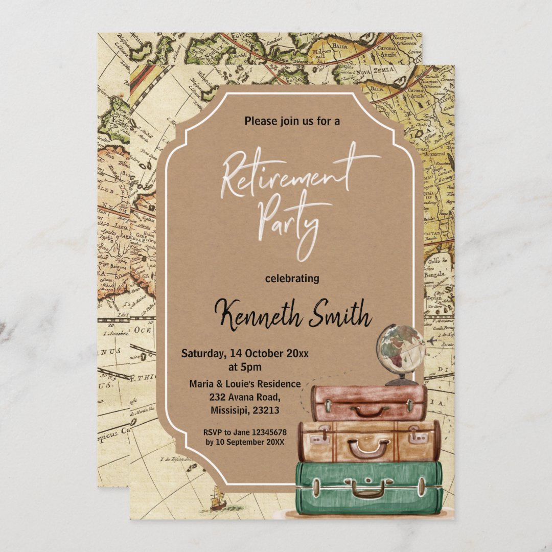 Travel Theme Retirement Party Invitation | Zazzle