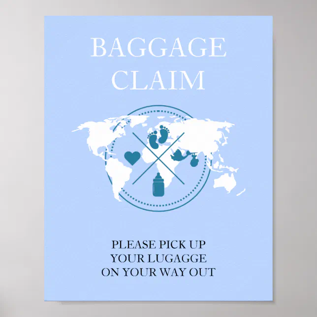 Travel Themed Baby Shower Passport Baggage Claim Poster | Zazzle