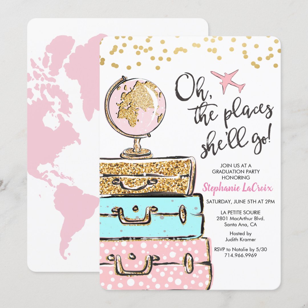 Travel Themed Graduation Party Invitation | Zazzle