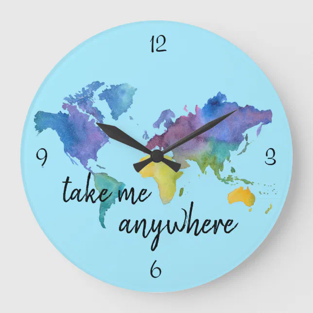 Travel Themed, Watercolor Clock | Zazzle