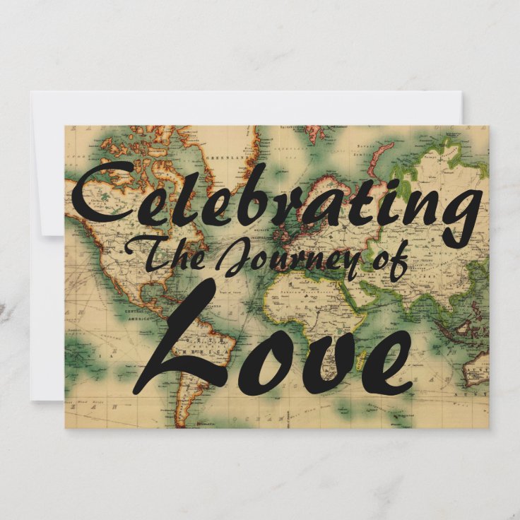 Travel Themed World Map Wedding Invitation | Zazzle