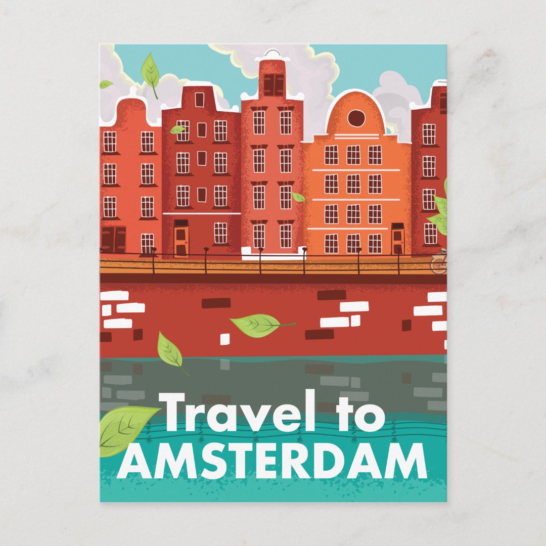 Travel to Amsterdam vintage poster Postcard | Zazzle